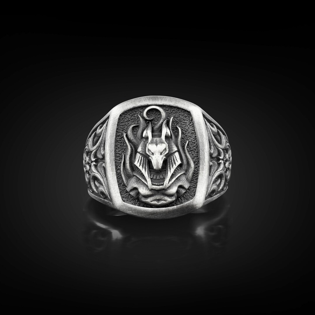 Ancient Egyptian God Seth Signet Silver Men Ring, 925 Sterling Silver ...