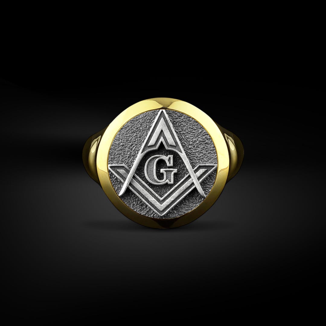 Unique Masonic Symbol Pinky Men Sterling Silver Ring, Masonic Ring to ...