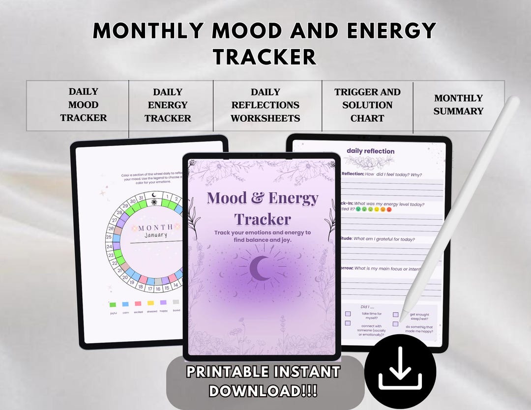Digital Mood Tracker Energy Tracker: Mental Health, Bullet Journal ...