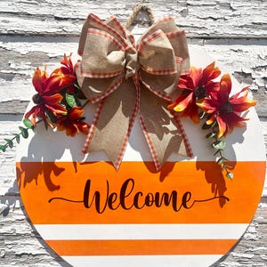 Fall Door Hanger | Fall Front Door Decor | Hello Fall Wooden Door ...