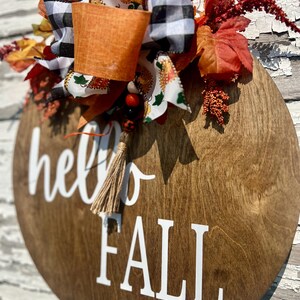 Hello Fall Farmhouse Door Hanger Personalized Rustic Fall Door Hanger ...