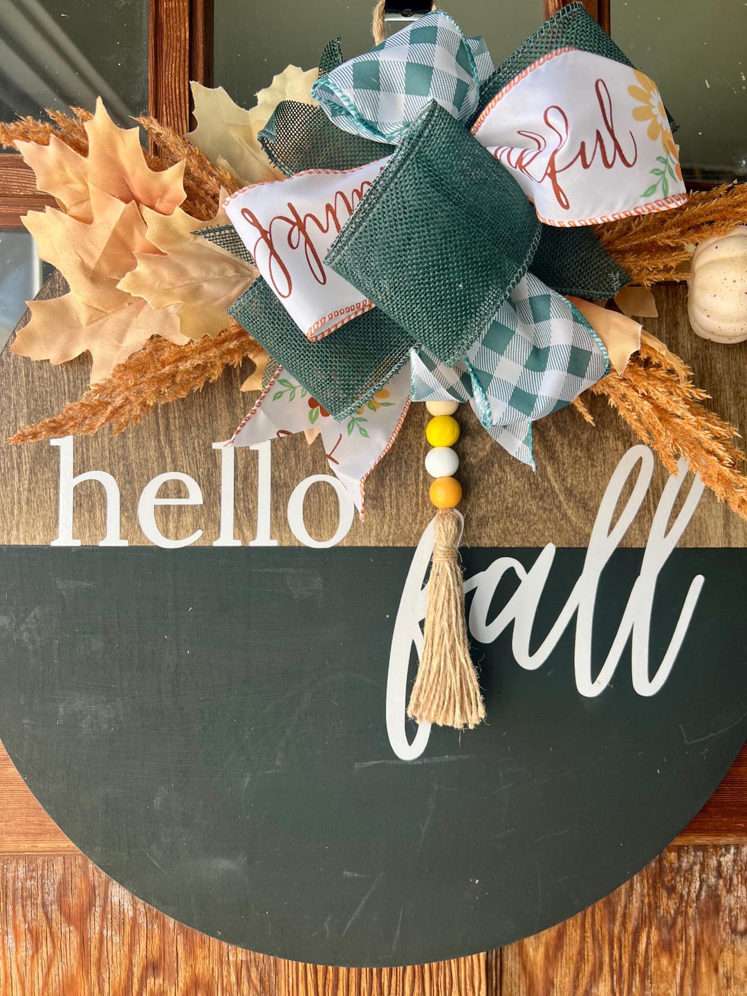 Fall Door Hanger | Fall Front Door Decor | Hello Fall Wooden Door ...