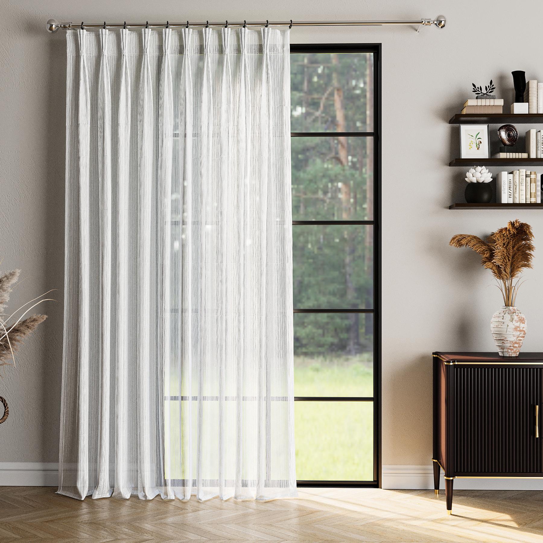 White French Pleated Sheer Curtain – Custom Size – Grommet, Back Tab ...