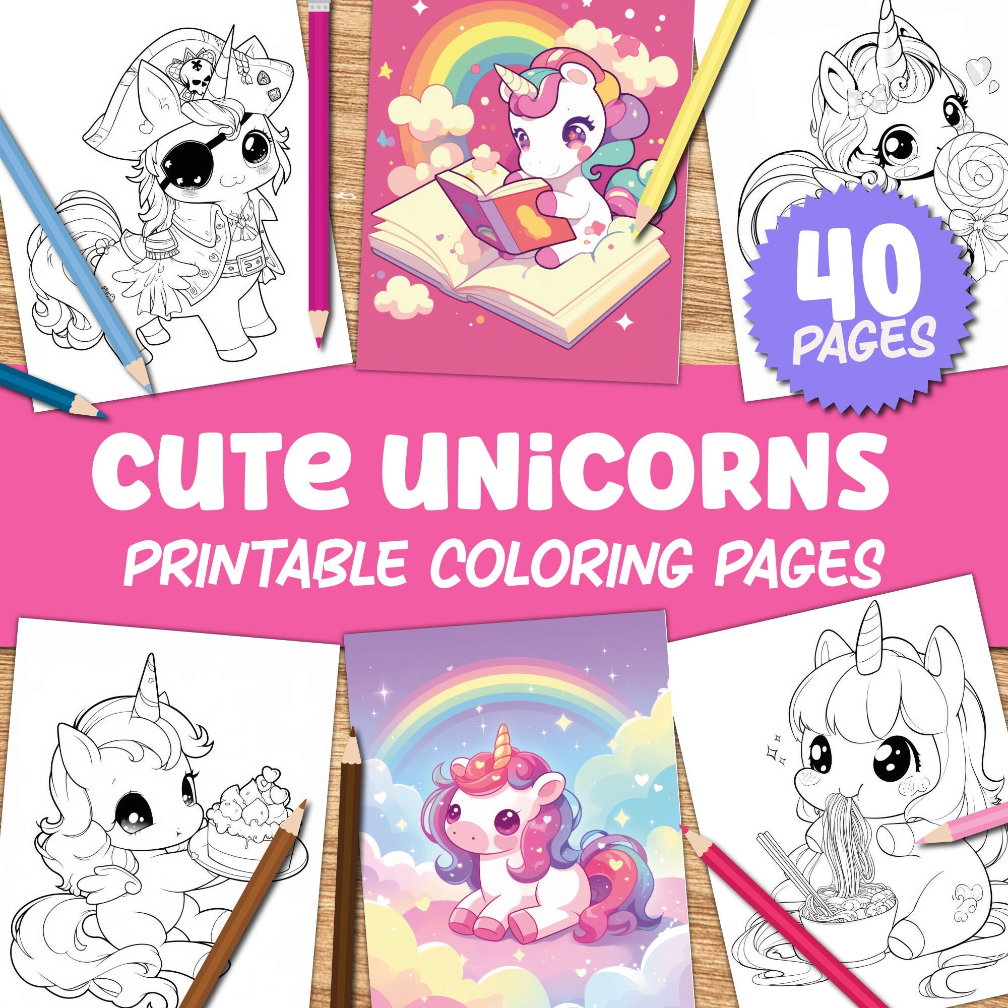 Cute Unicorn Coloring Pages for Kids Kawaii, Unicorn Coloring Pages ...