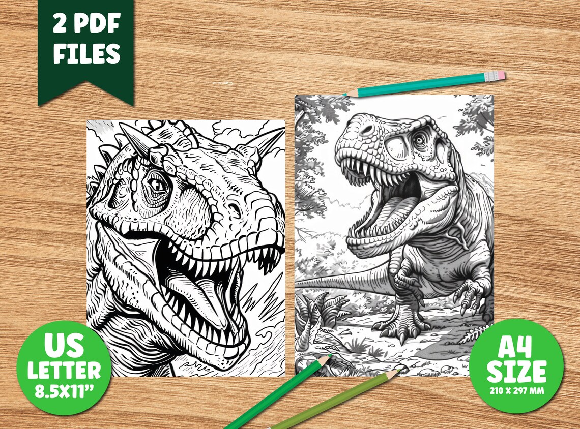 Awesome Dinosaur Coloring Pages, Printable Coloring Book, Printable ...