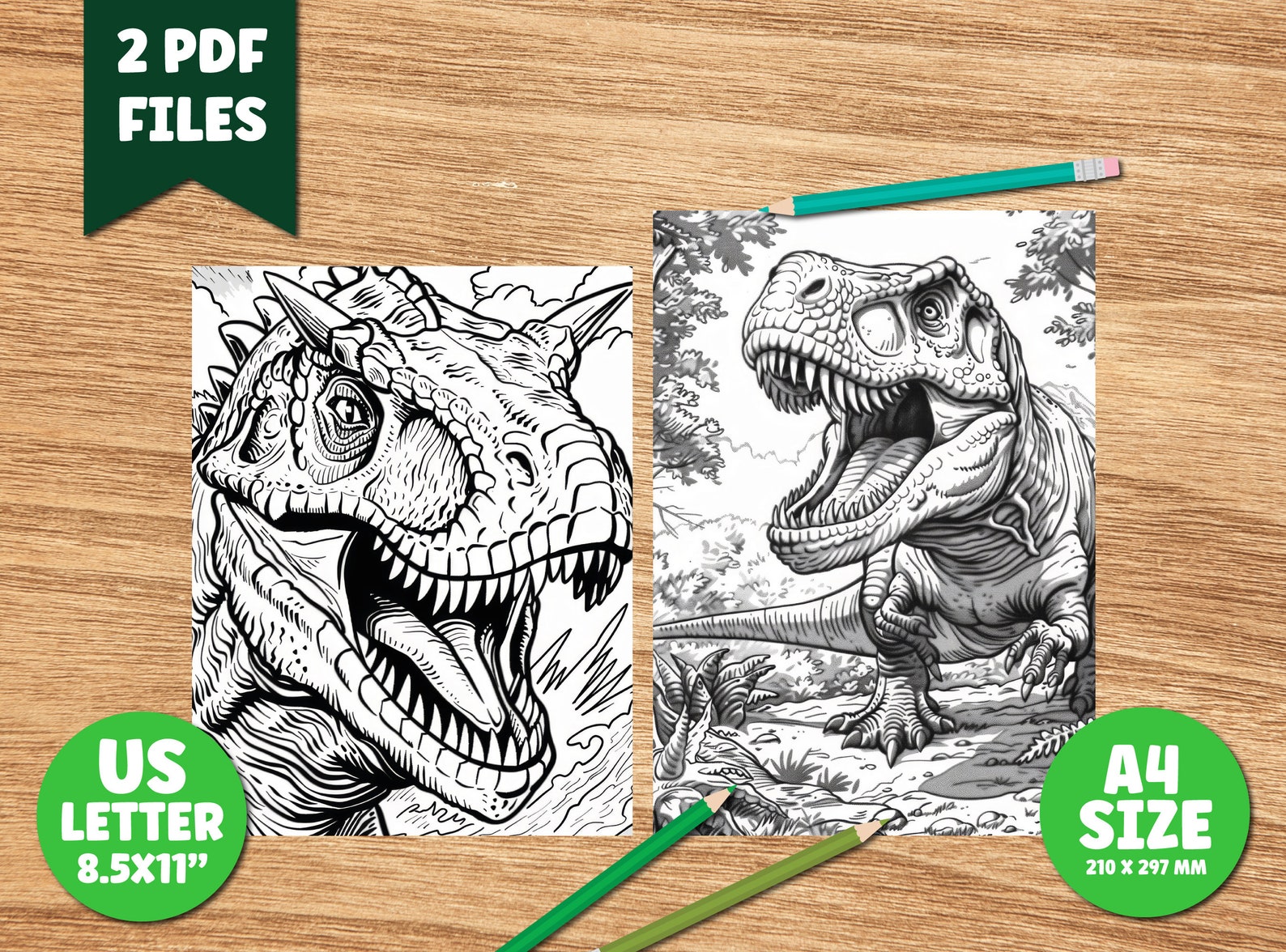 Awesome Dinosaur Coloring Pages, Printable Coloring Book, Printable ...