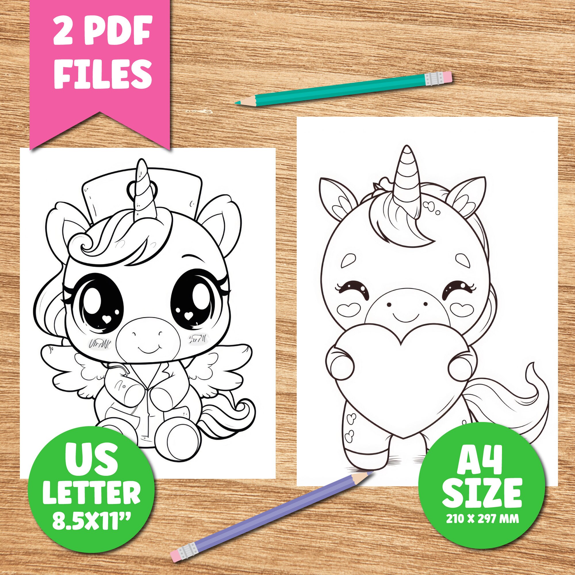 Cute Unicorn Coloring Pages for Kids Kawaii, Unicorn Coloring Pages ...