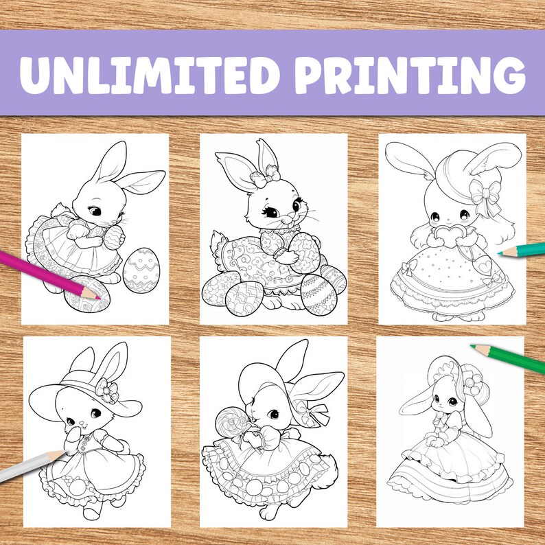 30 Bunny Easy Coloring Pages for Kids, Toddlers, Preschoolers, Easter ...