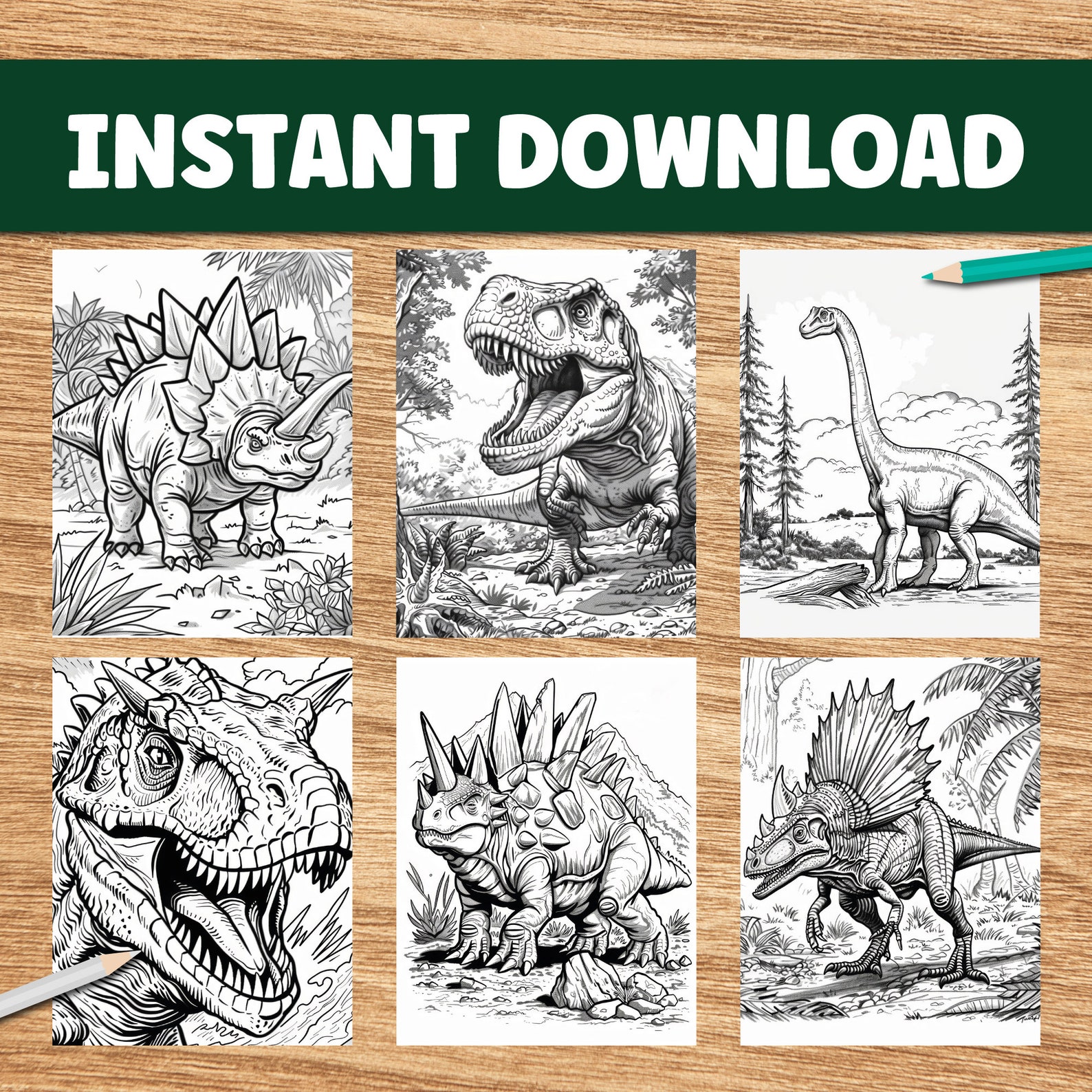 Awesome Dinosaur Coloring Pages, Printable Coloring Book, Printable ...