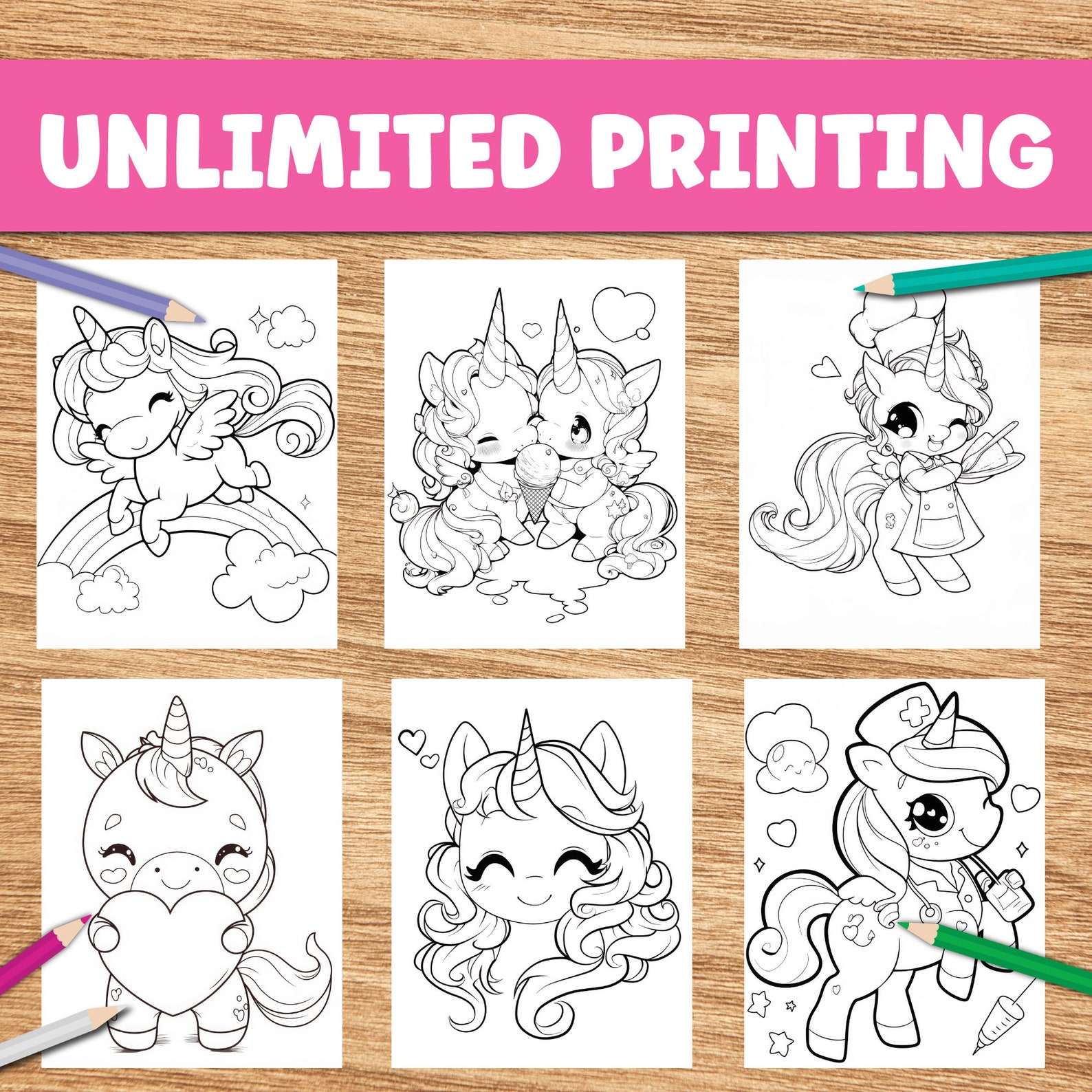 Cute Unicorn Coloring Pages for Kids Kawaii, Unicorn Coloring Pages ...