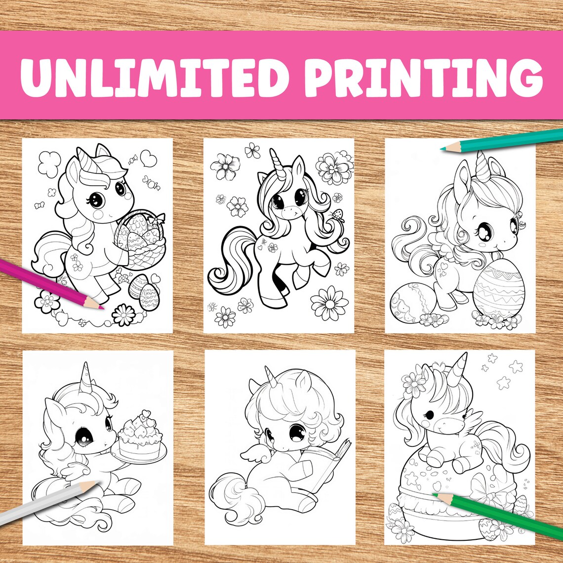 Cute Unicorn Coloring Pages for Kids Kawaii, Unicorn Coloring Pages ...