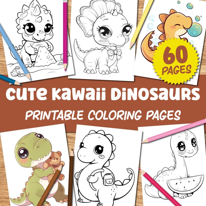 60 Dinosaur Coloring Pages for Kids, Toddlers, Preschoolers, Dinosaur ...