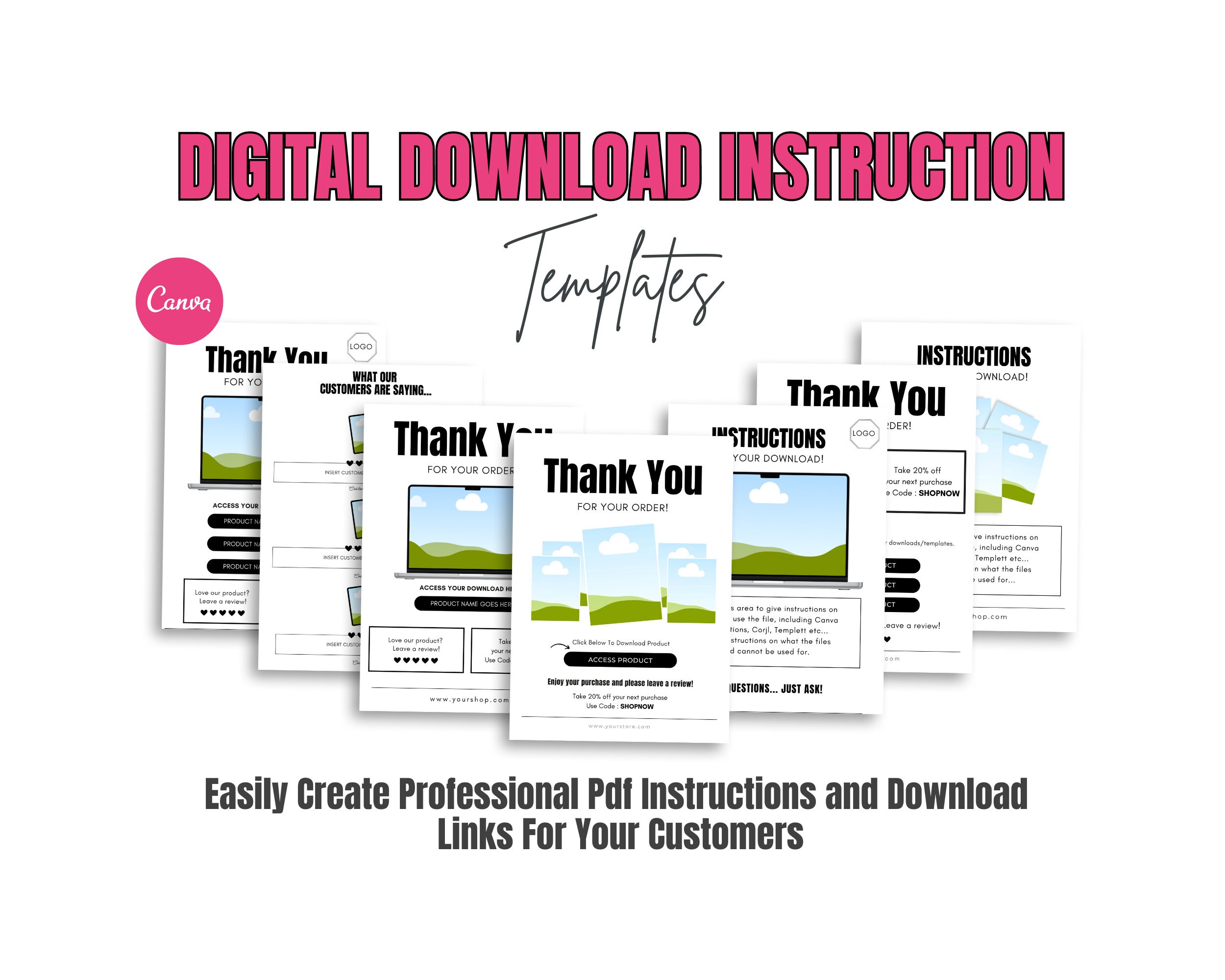 Digital Instruction Template, Digital Etsy Shop Tool, Downloadable ...