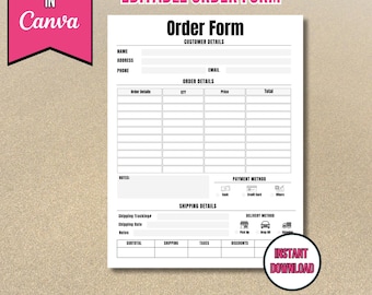 Custom Order Form Template Purchase Order Form Template Order Form ...
