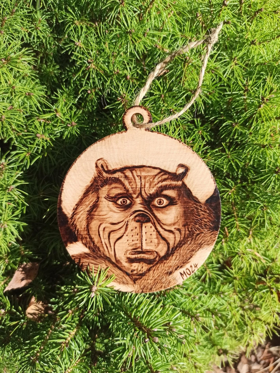 Wooden Christmas Ball 'grinch', Christmas Tree Ornament, Home ...