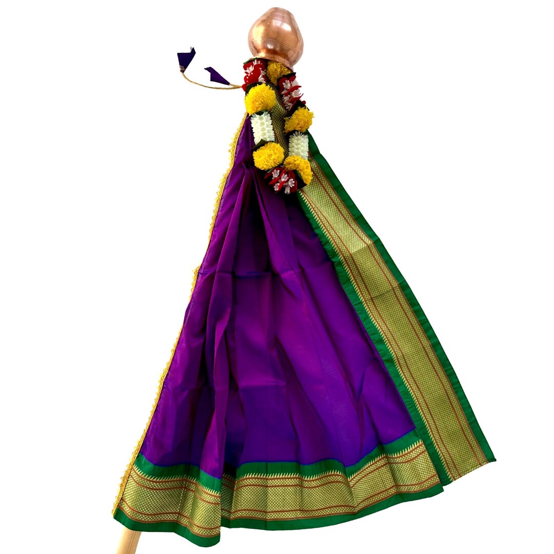 Paithani Silk Gudi Saree – Instant Ready With Golden Zari Work for Gudi ...