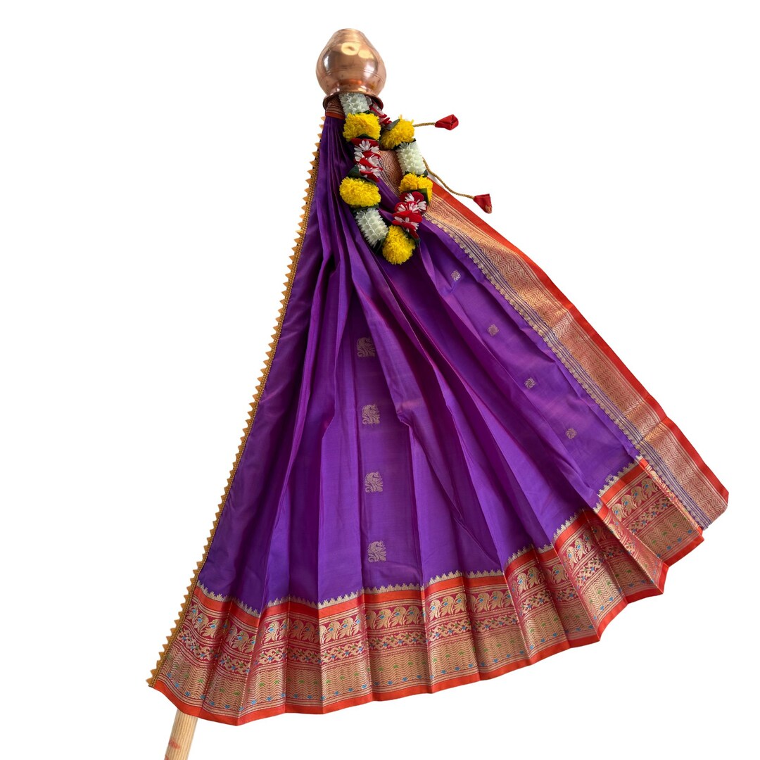 Violet Ready-made Gudi Saree for Gudi Padwa | Instant Pooja Saree With ...