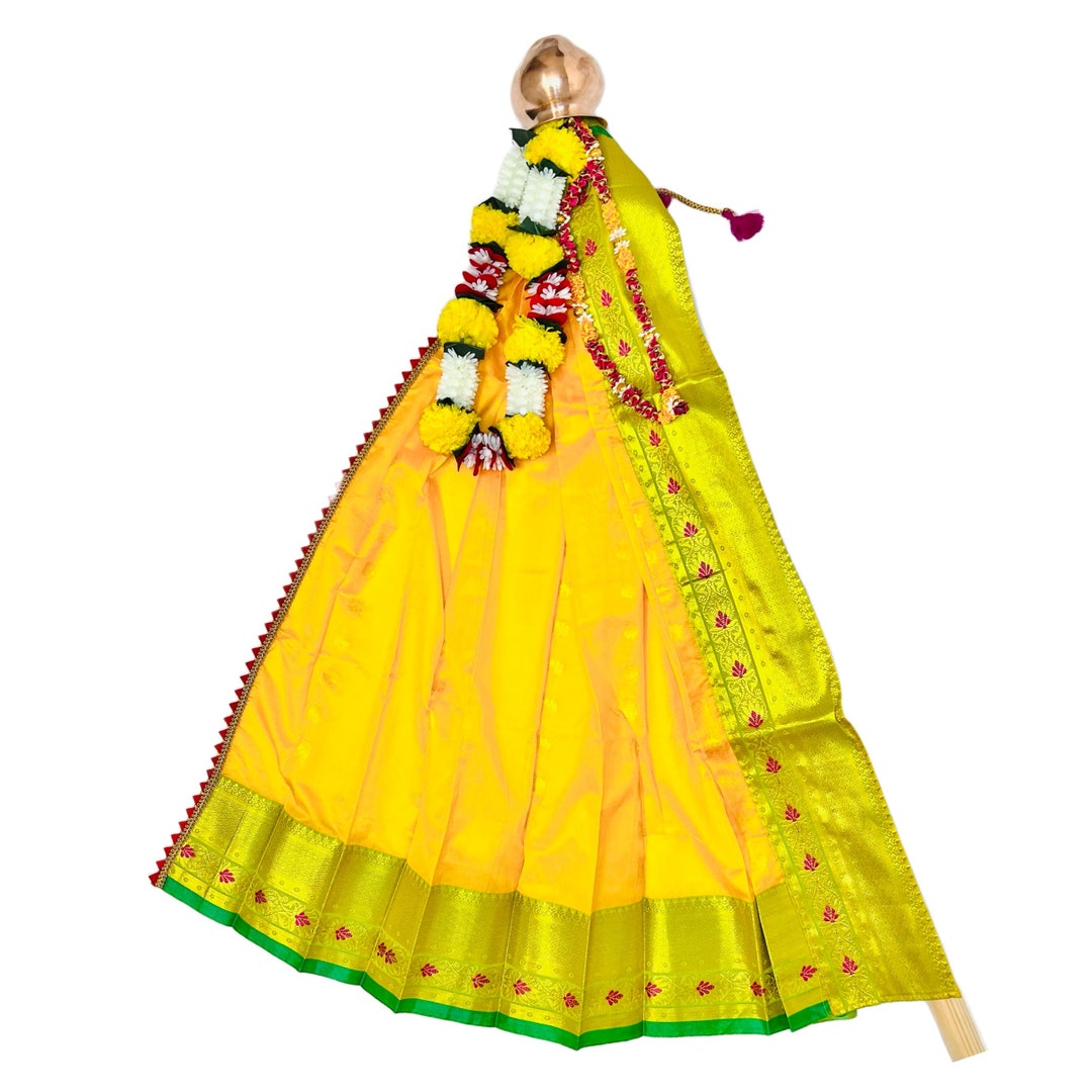 Yellow Paithani Gudi Vastra, Readymade Paithani Saree for Gudi Padwa ...