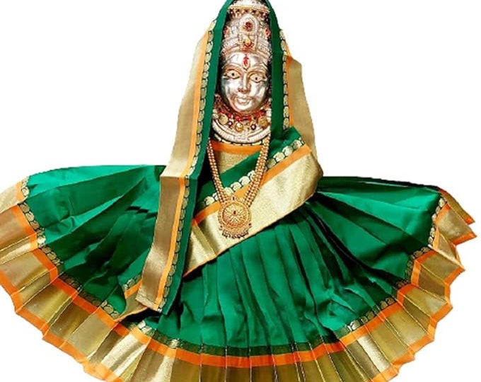 Green Varalakshmi Kalasam/kalash Saree, Navaratri Goddess Silk Saree ...
