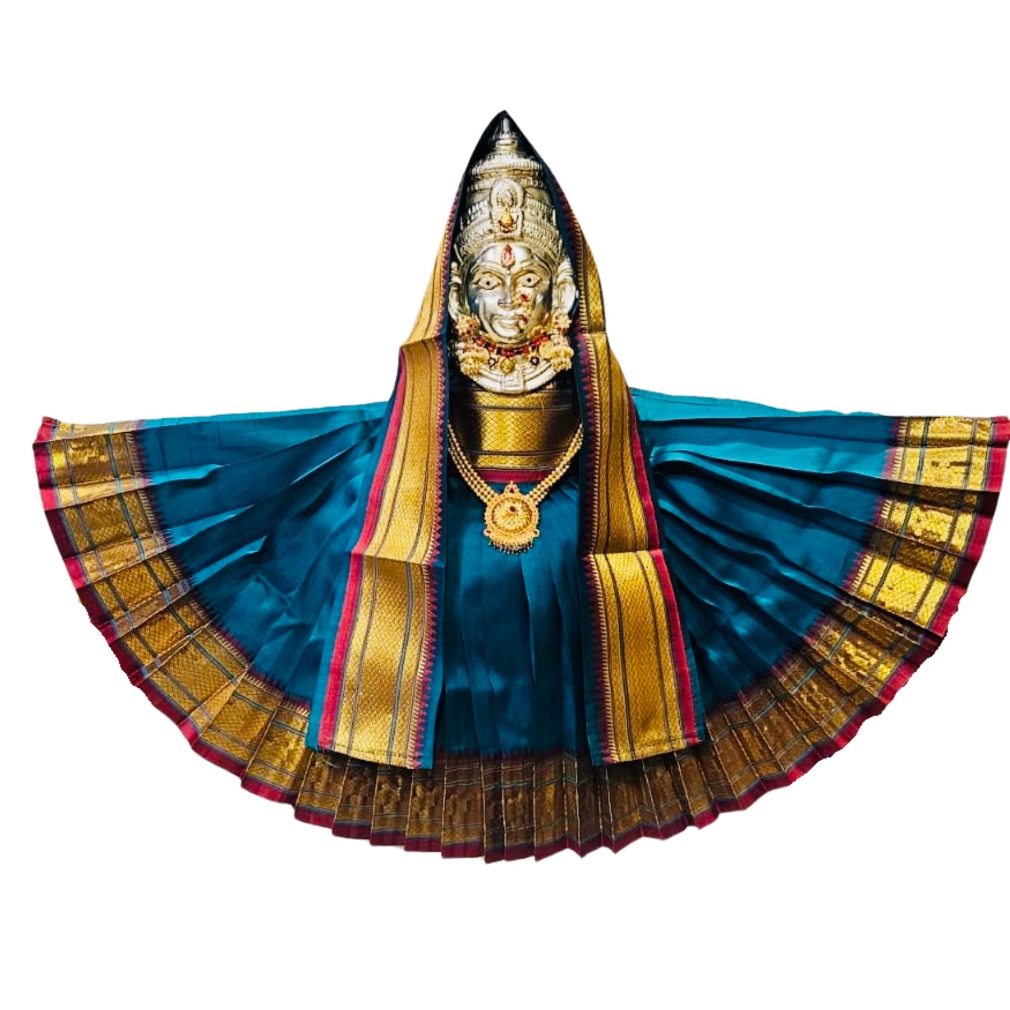 Peacock Green Silk Kalash Saree: Varalakshmi Pooja, Devi Decoration - Etsy
