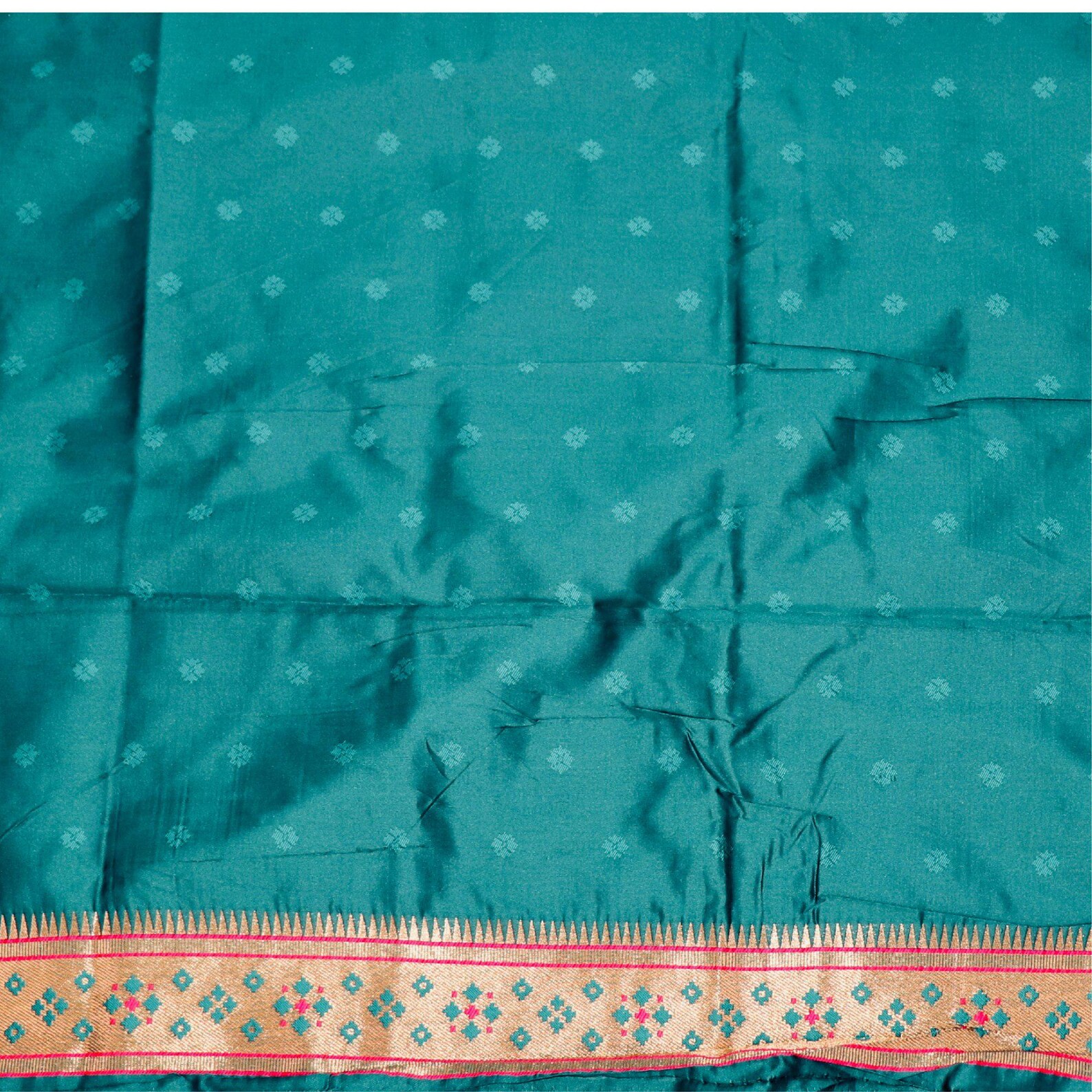 Rama Green Color Chandrakor Semi Paithani Saree With Copper Zari Border ...