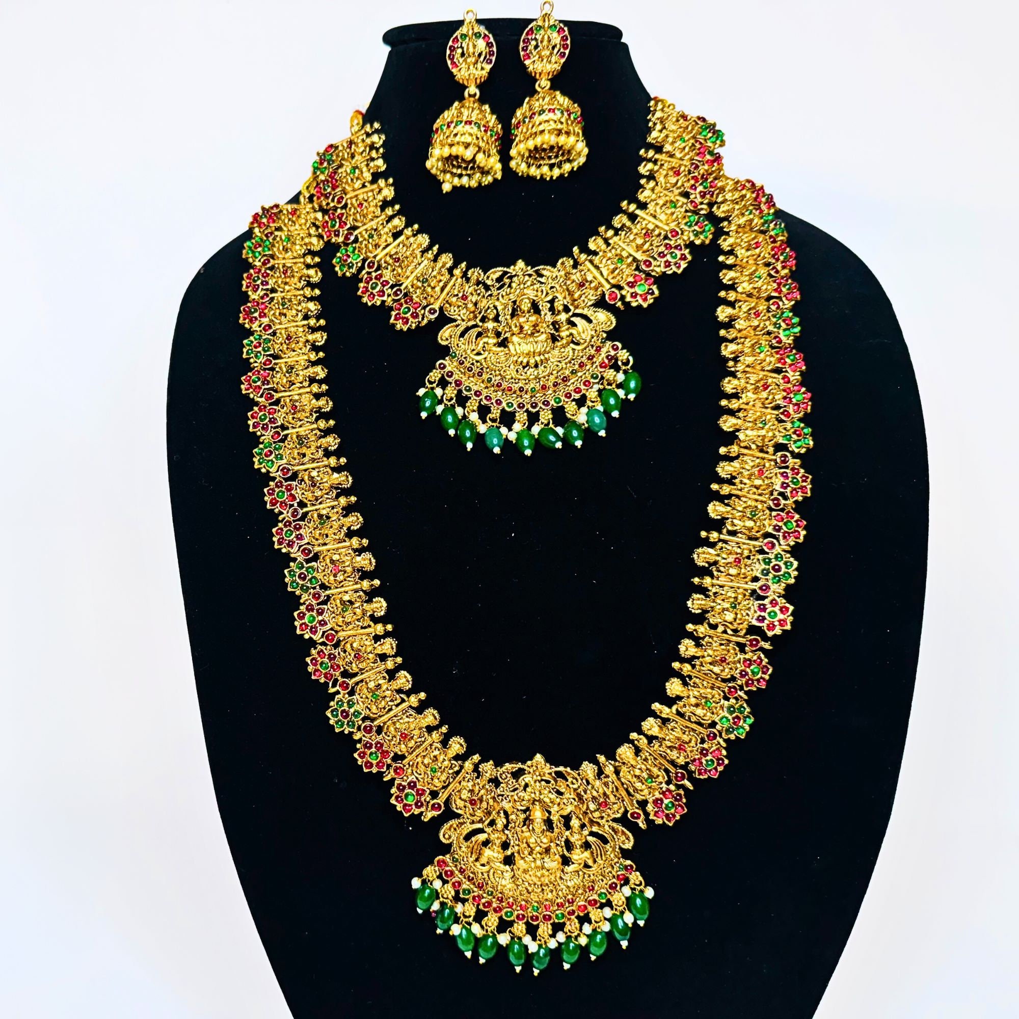 Traditional South Indian Temple Jewelry Set, Semi Bridal Jewelry Set ...