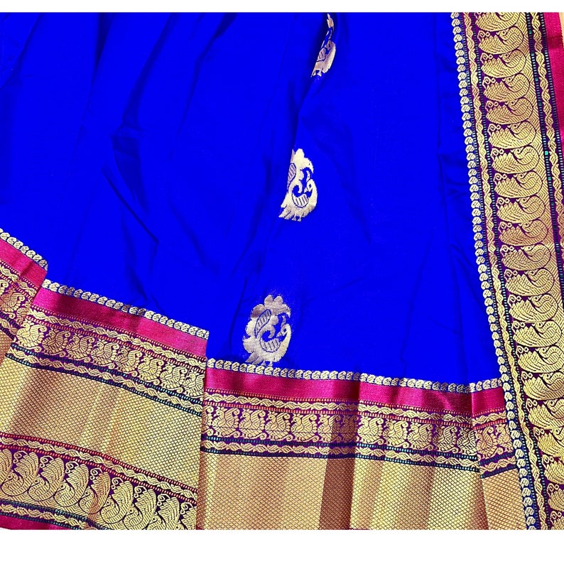 Royal Blue Paithani Gudi Vastra With Golden/pink Borders, Readymade ...