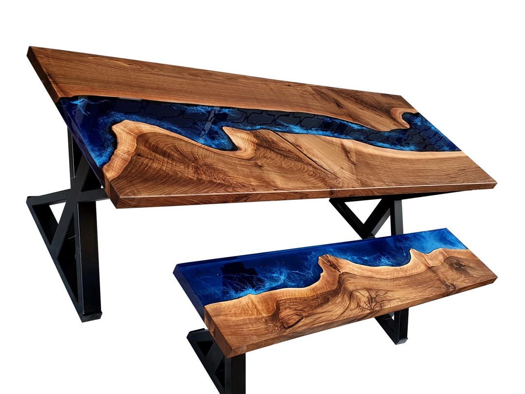 Blue Resin Table, Customized Epoxy Table, Rectangle Dining Table - Etsy