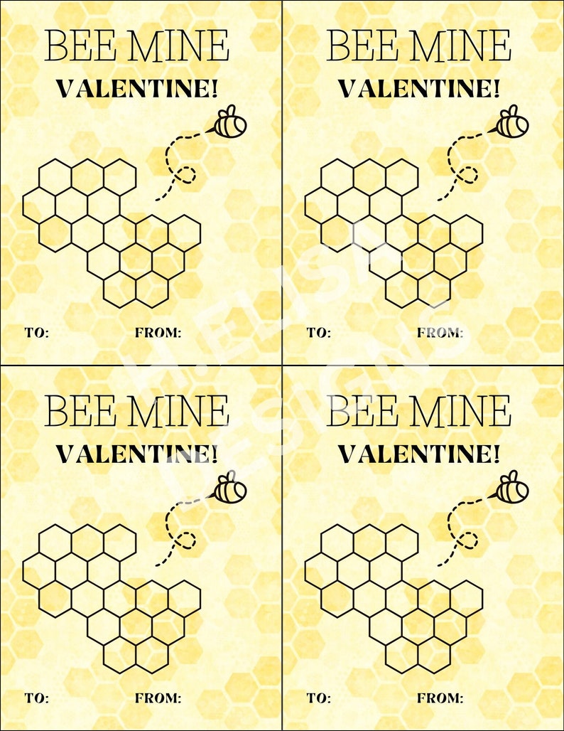 Printable Minimalist Valentine's Card, Simple Bee Mine Valentine ...