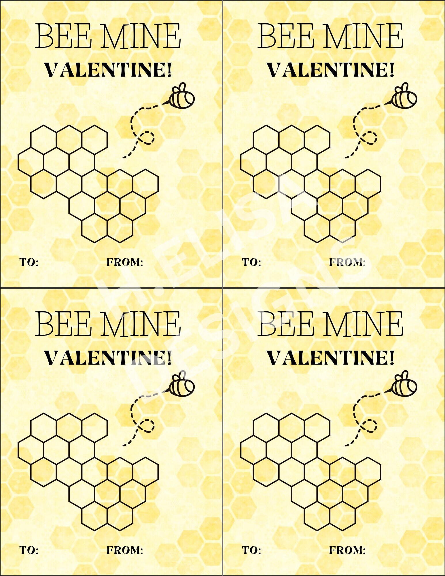 Printable Minimalist Valentine's Card, Simple Bee Mine Valentine ...