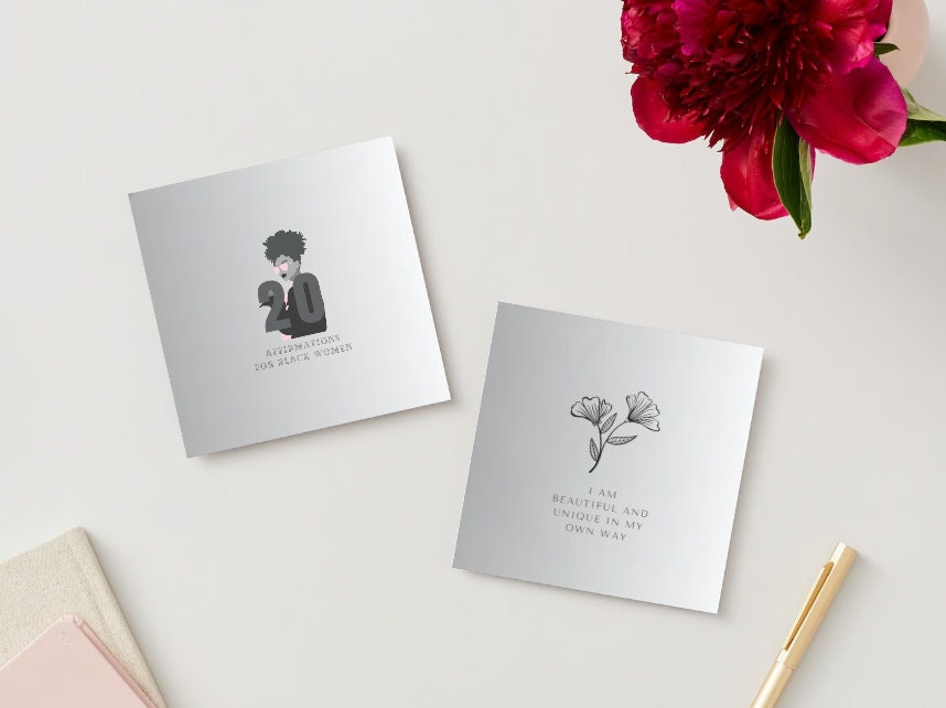 20 Black Affirmation Cards - Etsy