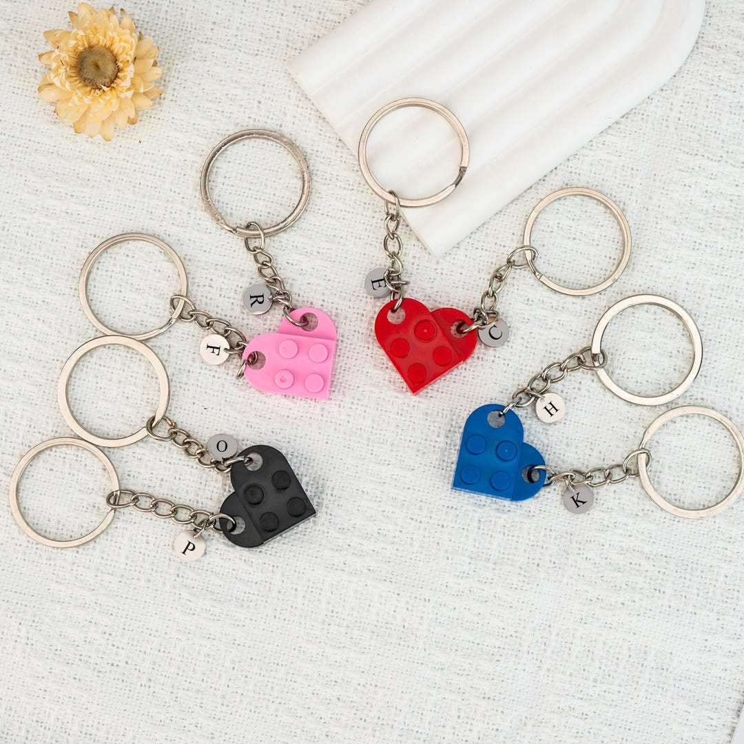 Custom Couples Keychain Set,initials Matching Keychains ,valentine's ...