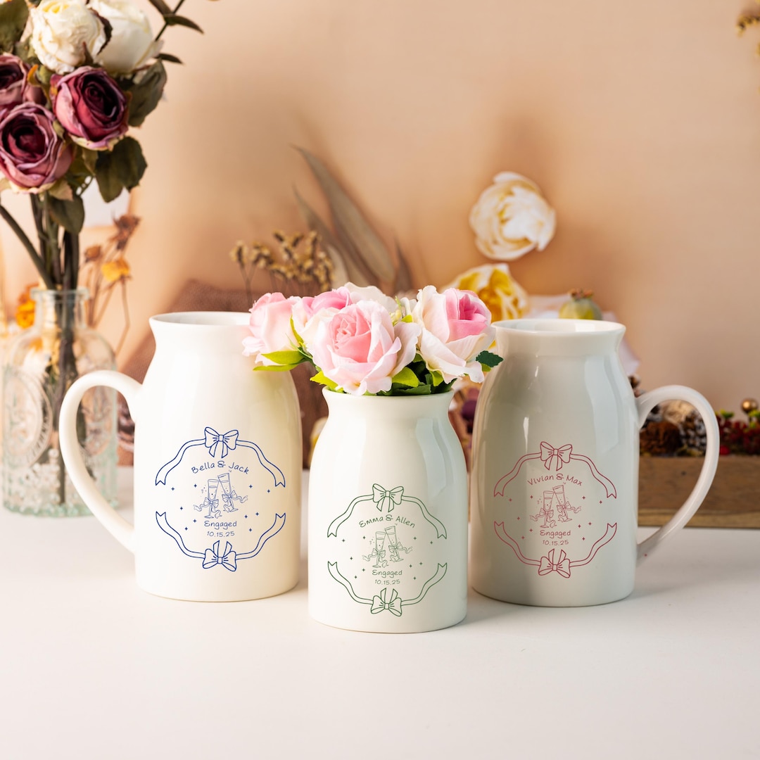 Custom Engaged Flower Vase, Engagement Gifts, Unique Gifts for Couples ...