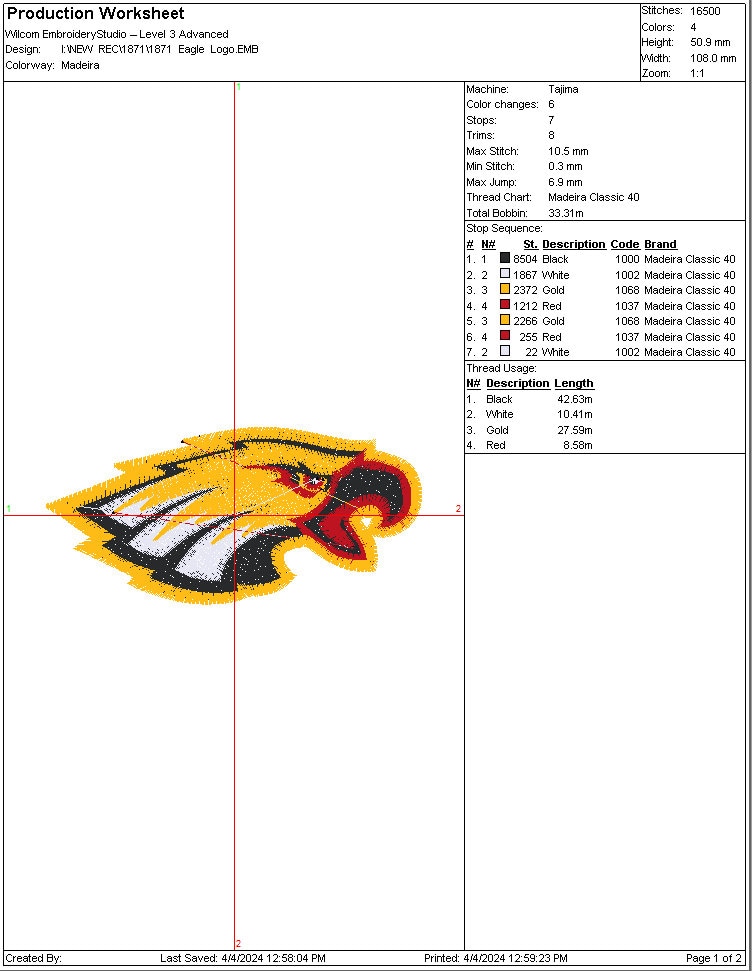 Eagle Embroidery Design – Classy 5-color Bird (DST Format) (digital ...