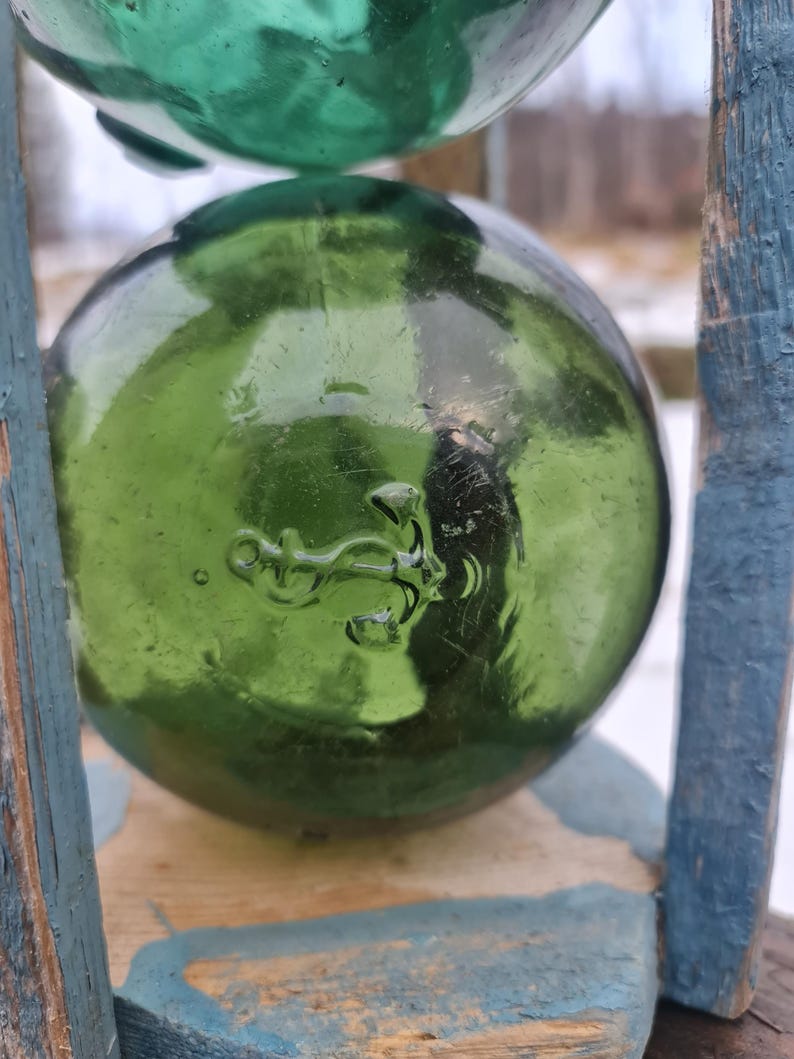 Stunning KAVELHUND W 3 Glass Fishing Floats, One Rare Anchor Marked ...