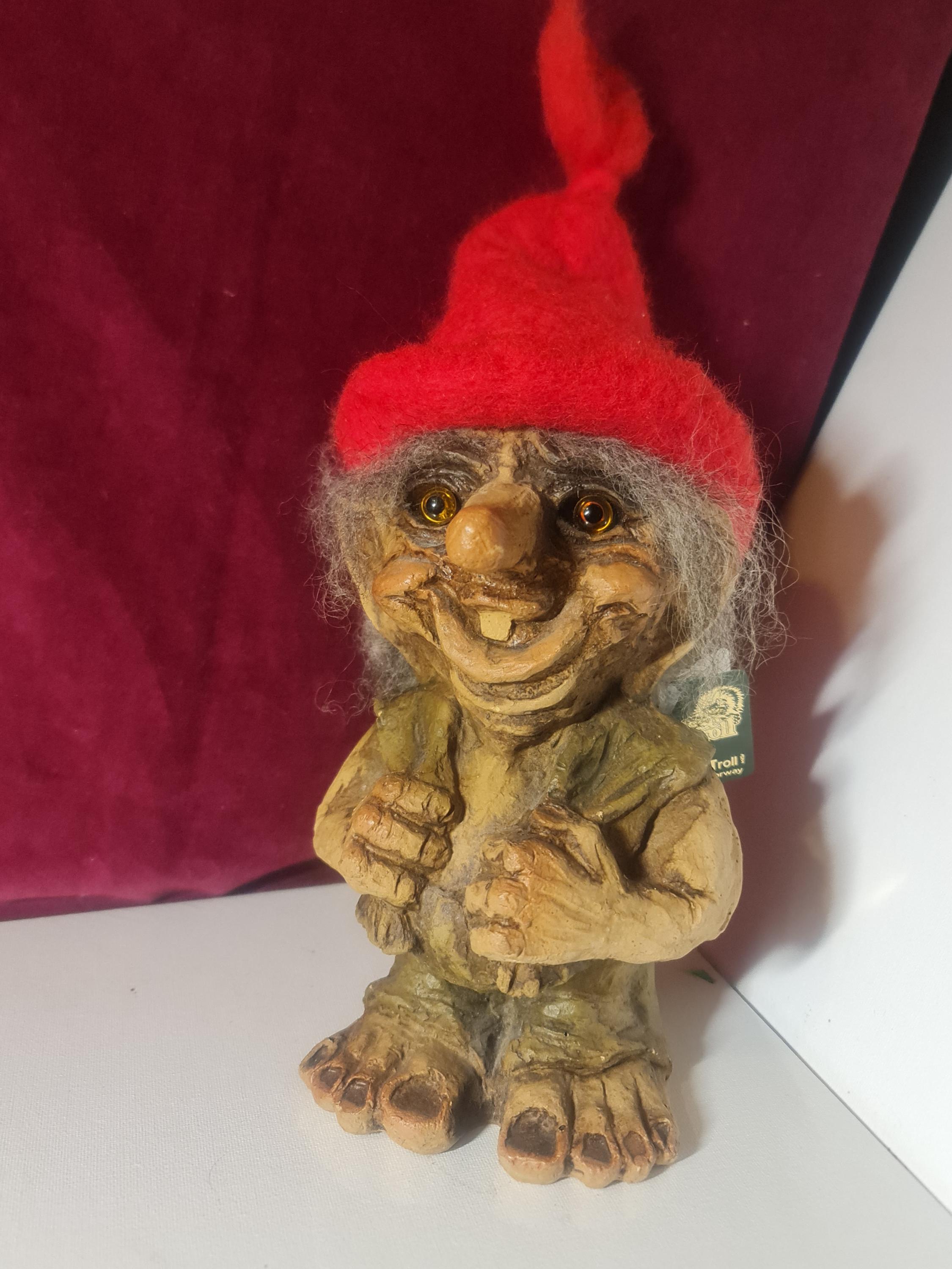 Large Vintage Norwegian TROLL Figure. FOSSE Troll With a Read NISSE Hat ...