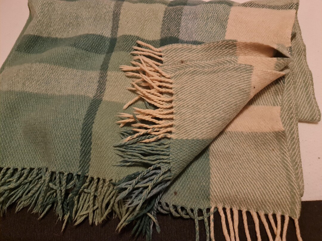 Vintage NORWEGIAN Berger Pledd Wool Blanket – Green Plaid Scandinavian Classic, 67.5" X 57 ...