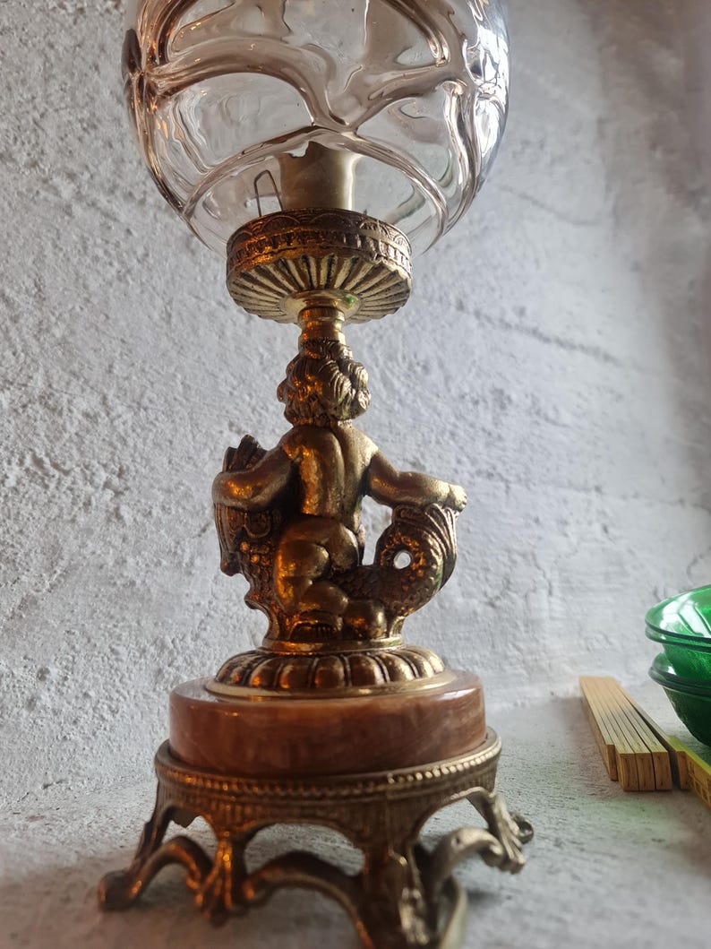 Vintage Cherub Table Lamp, Art Nouveau Style or Regency Cast Brass ...
