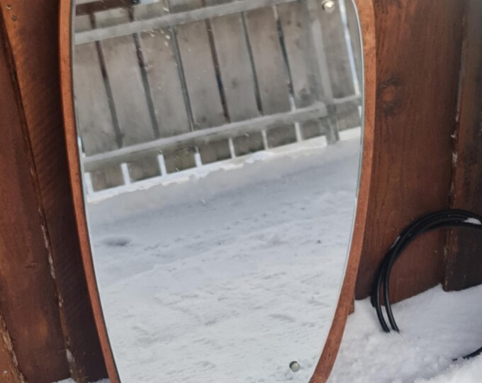 Midcentury Scandinavian 1950s Asymmetrical Wall Mirror. Danish MCM Teak ...