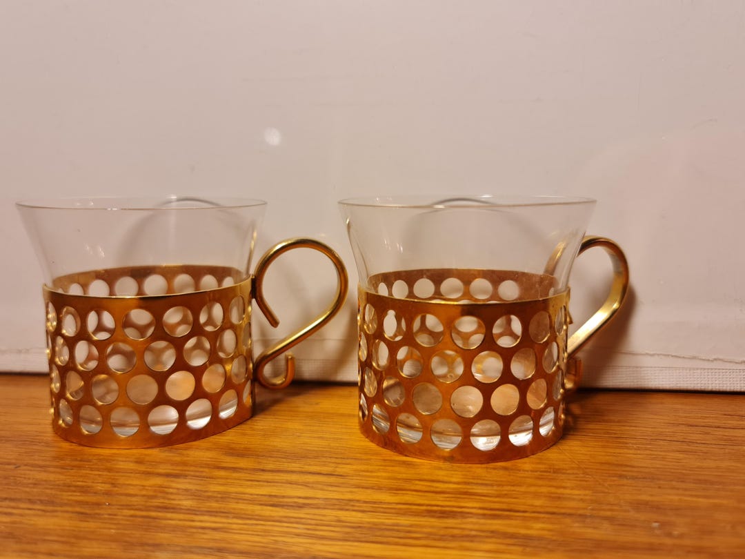 Two Beautiful Gold Metal ROYAL KRONA Espresso Cups. Swedish Vintage ...