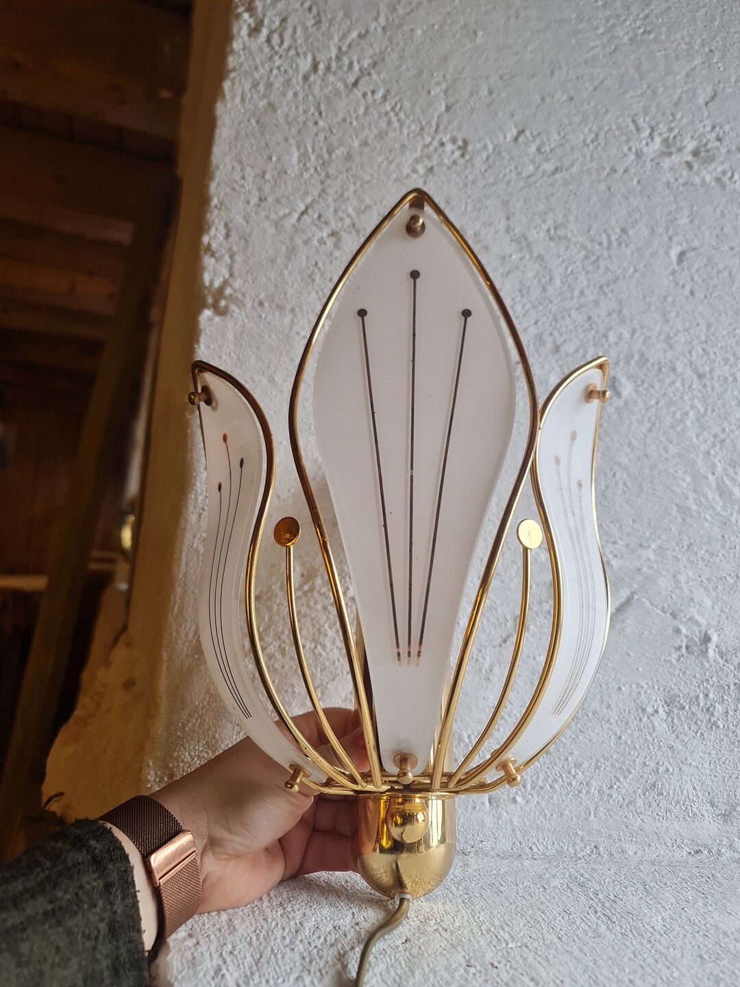 Vintage Lotus Flower Wall Scone, Amazing Vintage Floral Lamp Lotus ...