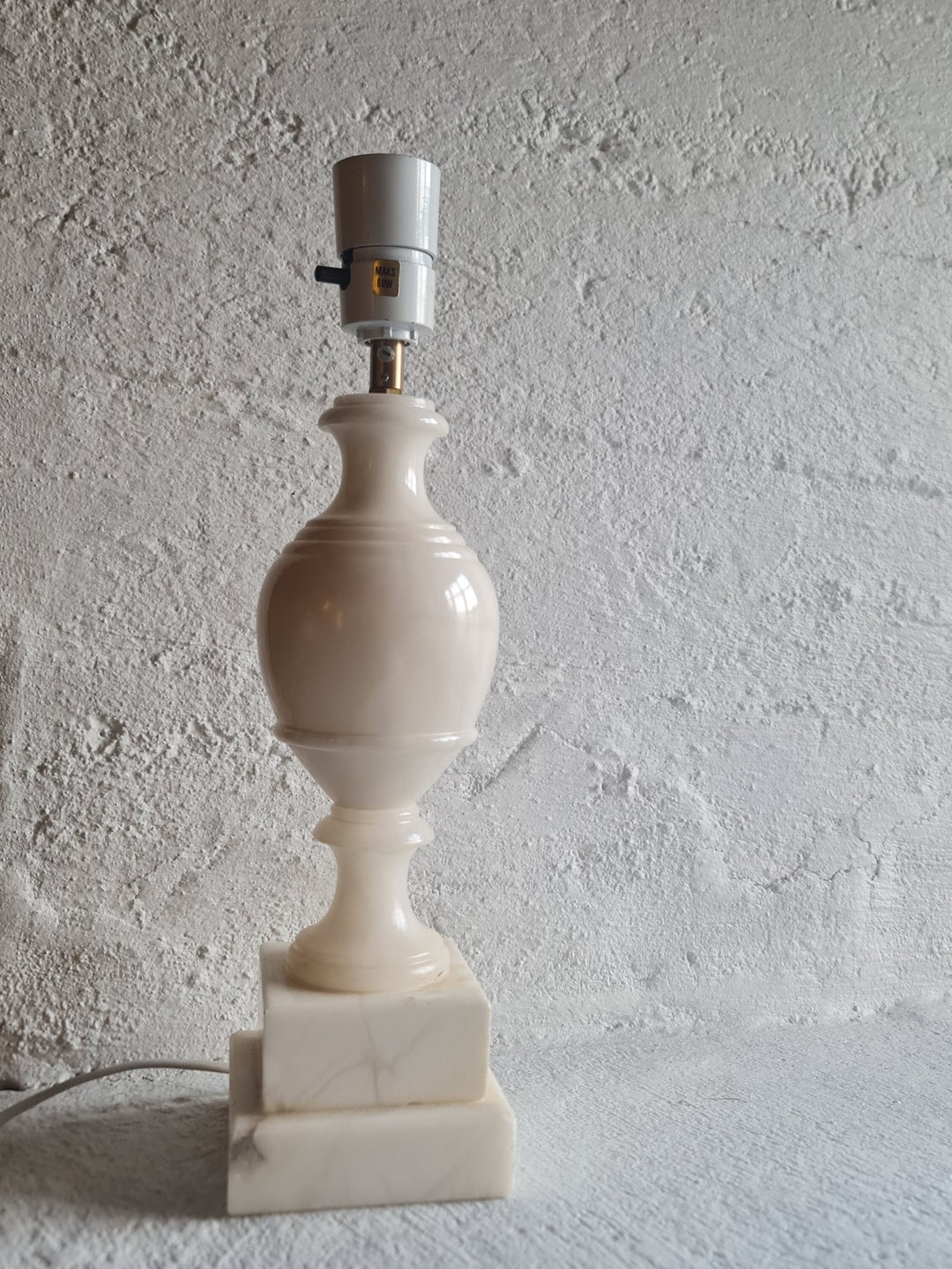 Vintage Alabaster Table Lamp With Classic Shape. Large White Marble ...