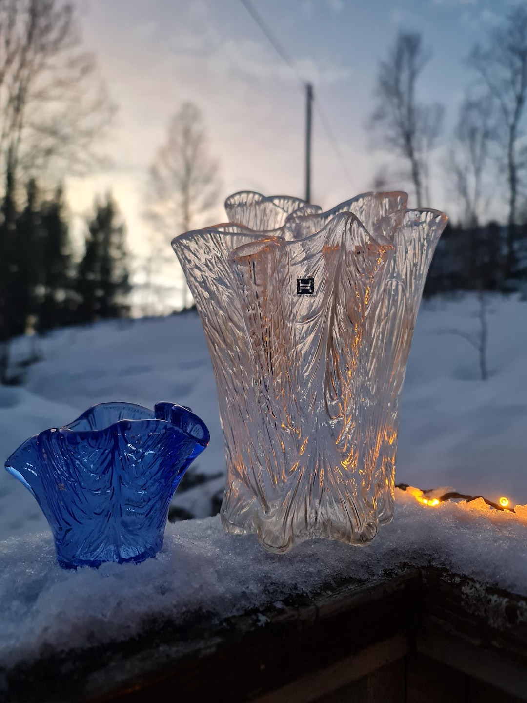 2 Hadeland Glassverk FURU VASES Designed by Severin Brørby. Norwegian ...