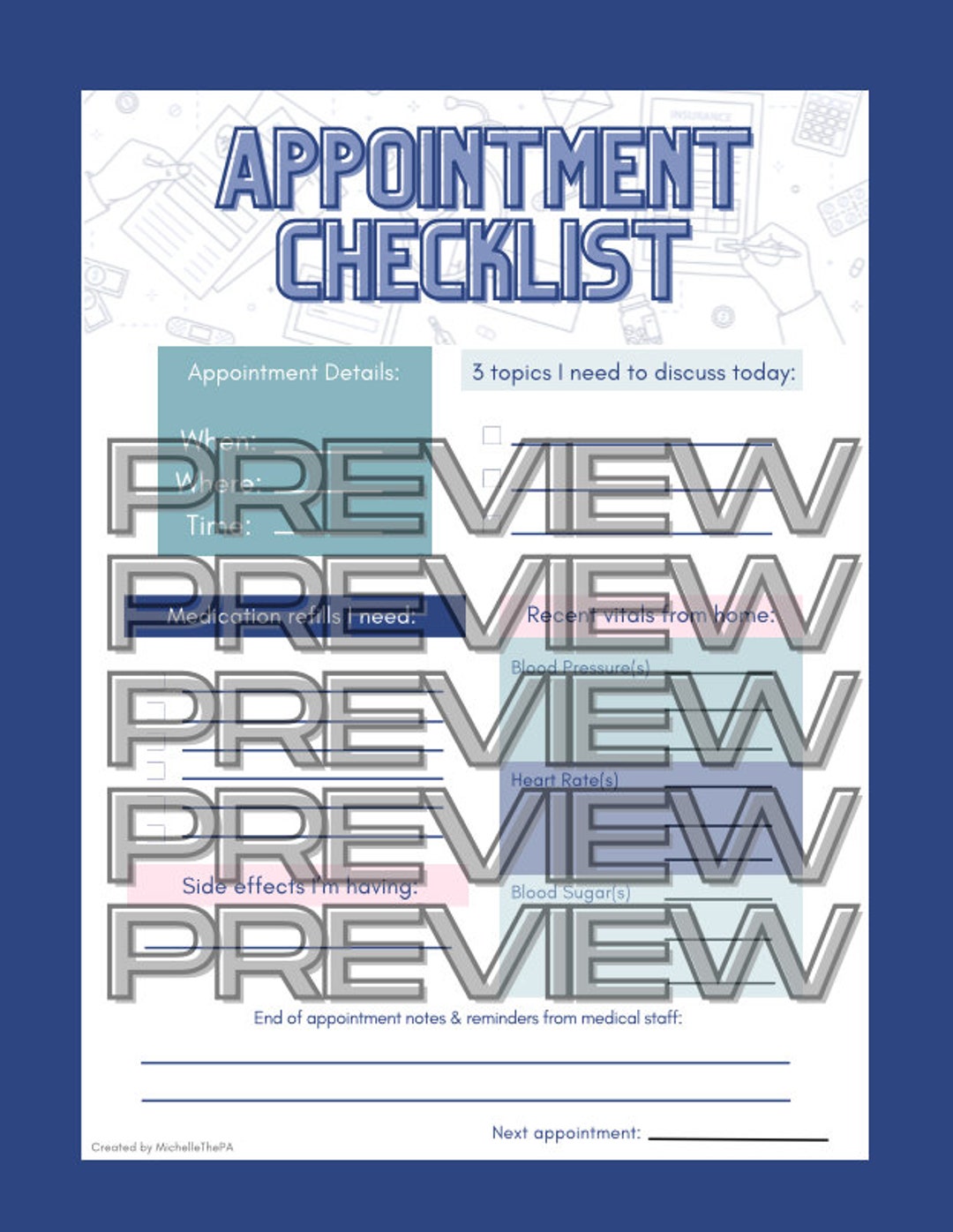 Doctor's Appointment Checklist/ Medical Appointment Checklist - Etsy