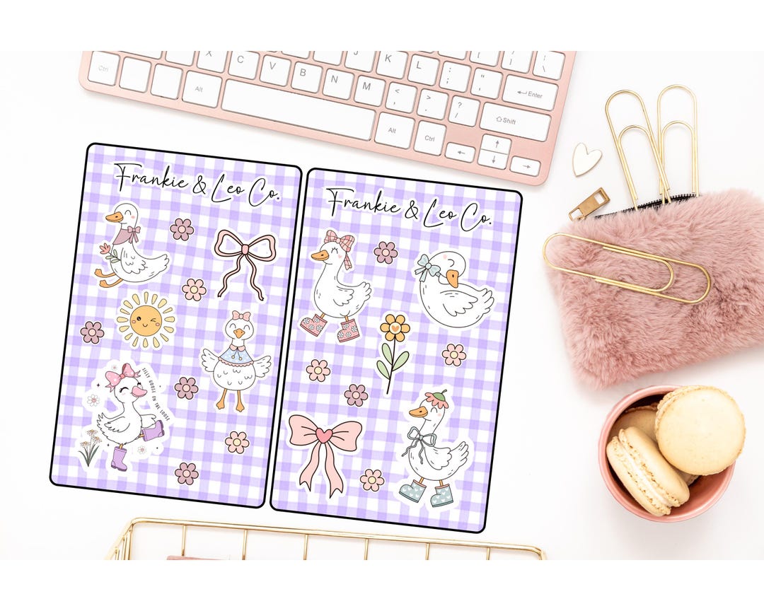 Silly Goose Gingham Sticker Sheets – Pastel Cottagecore Ducks | Frankie ...