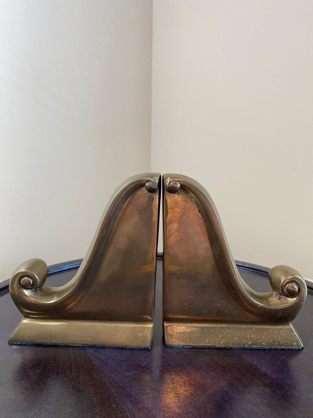 Vintage Brass Bookends Andrea by Sadek MCM Scroll Design Brass Bookends ...
