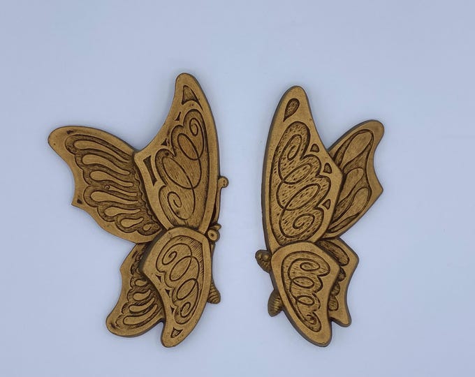 Vintage Butterfly Wall Plaques Pair of Gold Colored Butterflies ...