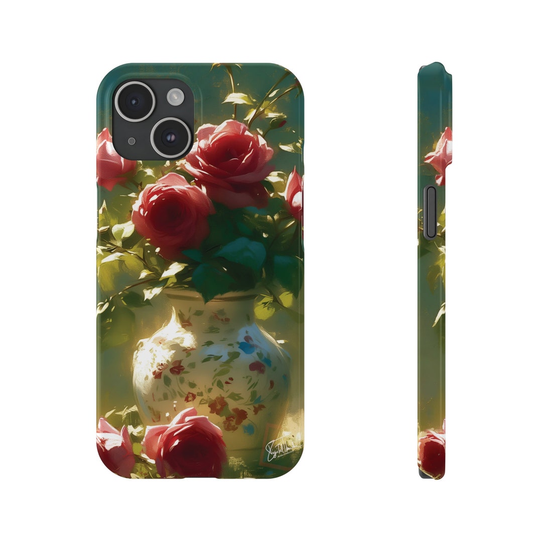 Red Roses in a Vase - iPhone Slim Cases - Etsy