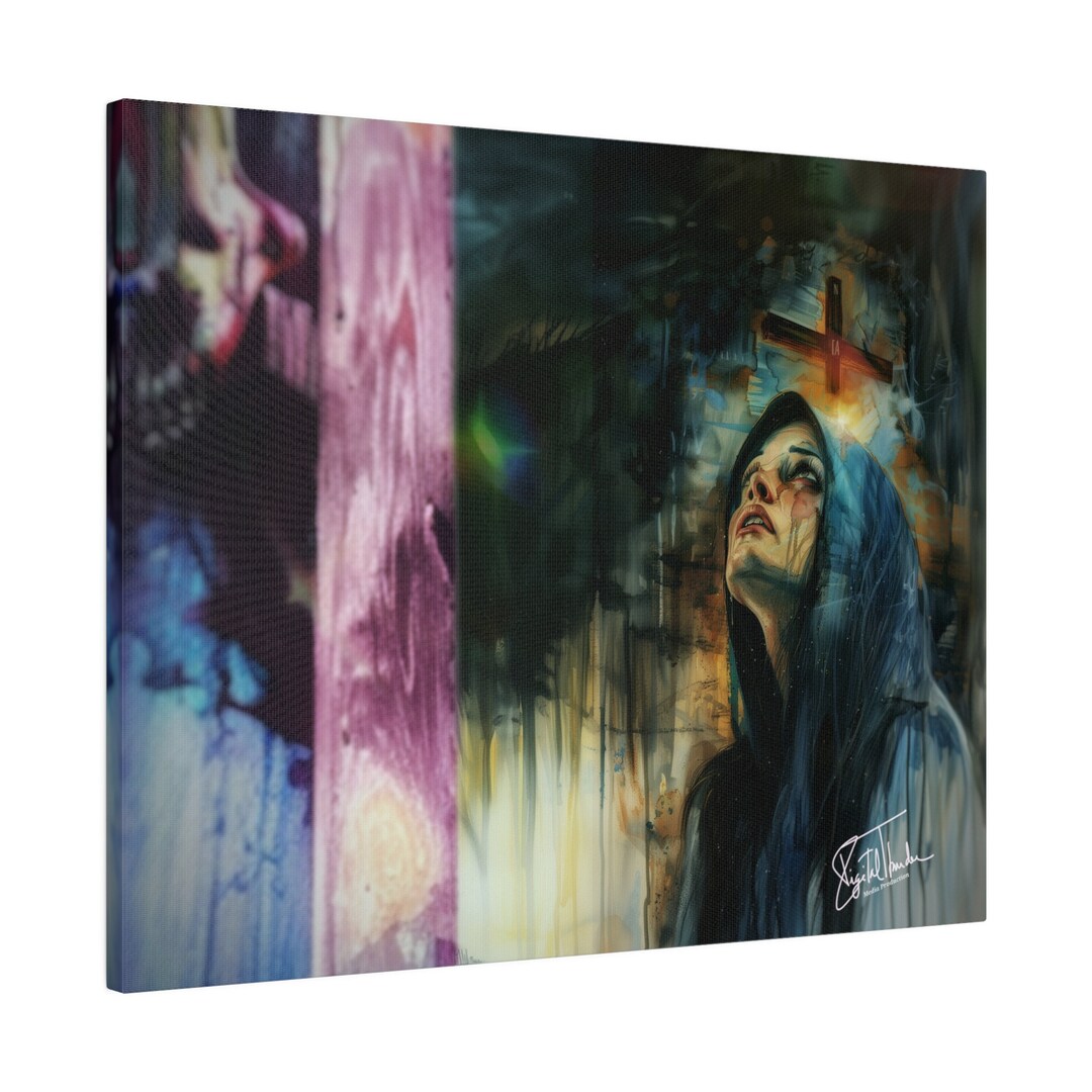 Mary at the Foot of the Cross by Digital Thunder - Matte Canvas, Stretched, 0.75" - Etsy