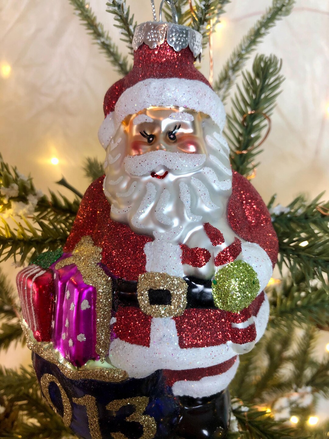 Large Mercury Glass Santa With His Sack of Toys Labeled 2013 - Etsy
